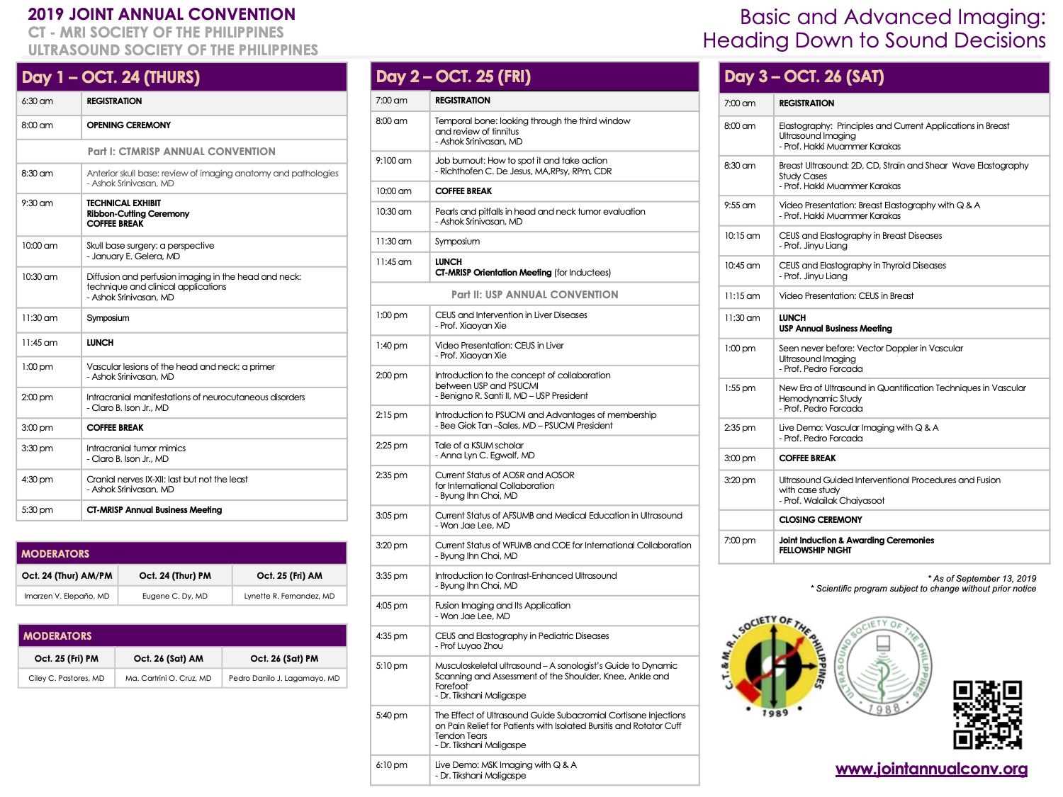 SCIENTIFIC PROGRAM 2019 – Joint Annual Convention